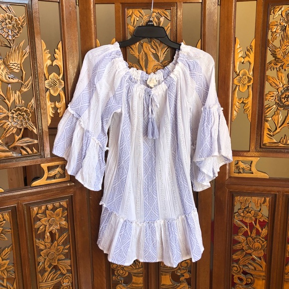 Surf Gypsy | Tops | Surf Gypsy Cotton Blend Metallic Peasant Blouse ...